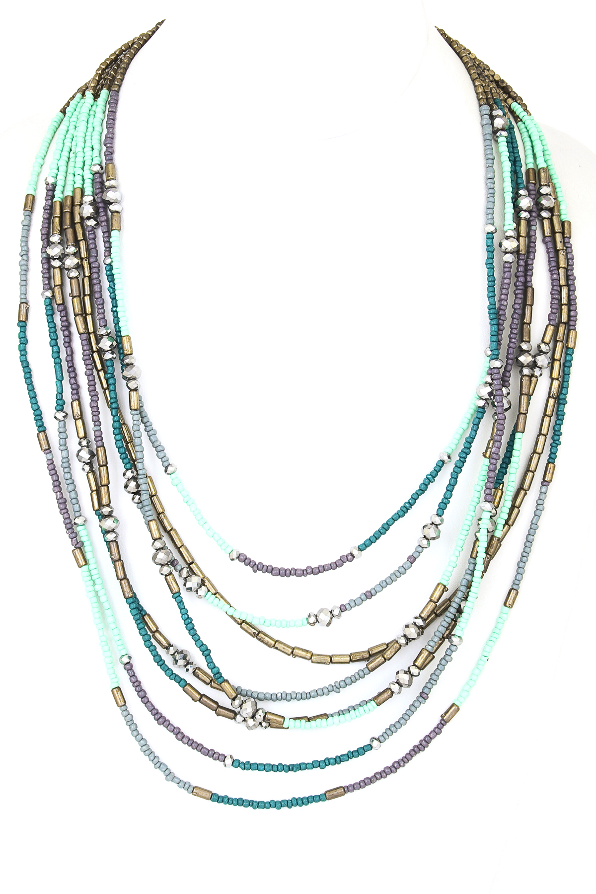 Multi Strand Seed Bead Necklace - Necklaces Multi Strand Seed Bead Necklace - Necklaces