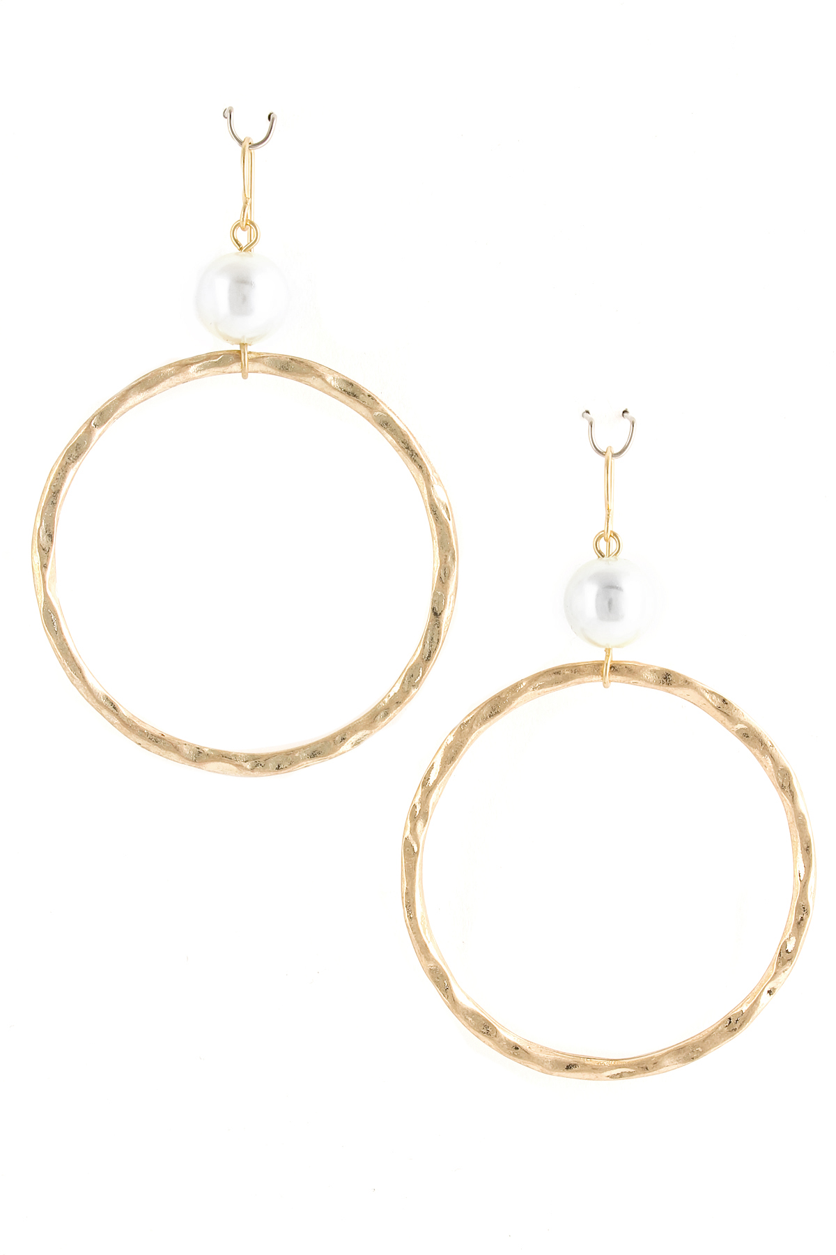 Hammered Metal Filigree Pearl Drop Earrings Hammered Metal Filigree Pearl Drop Earrings