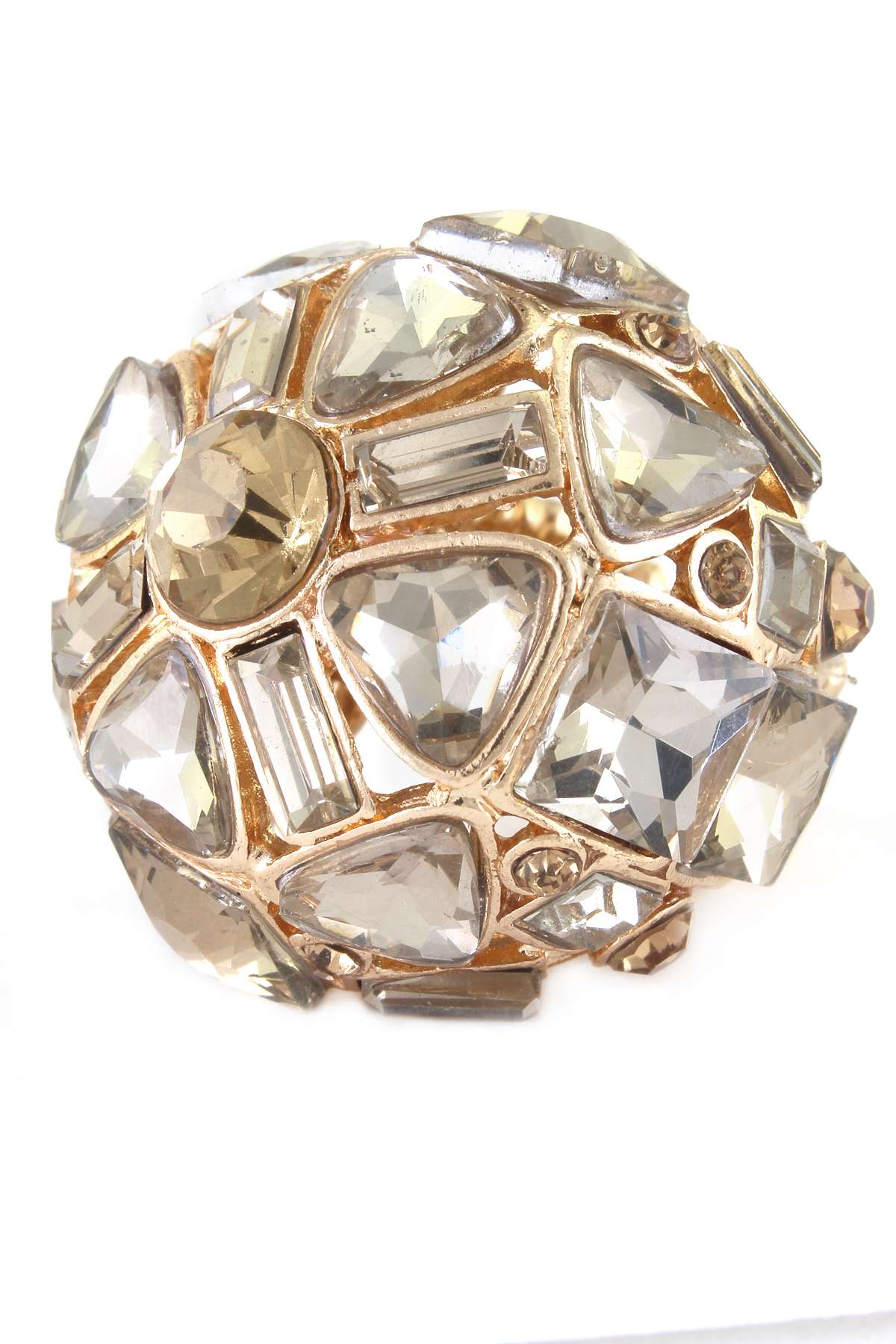 GOLD-CLEAR Floral Jewel Ball Ring - Rings