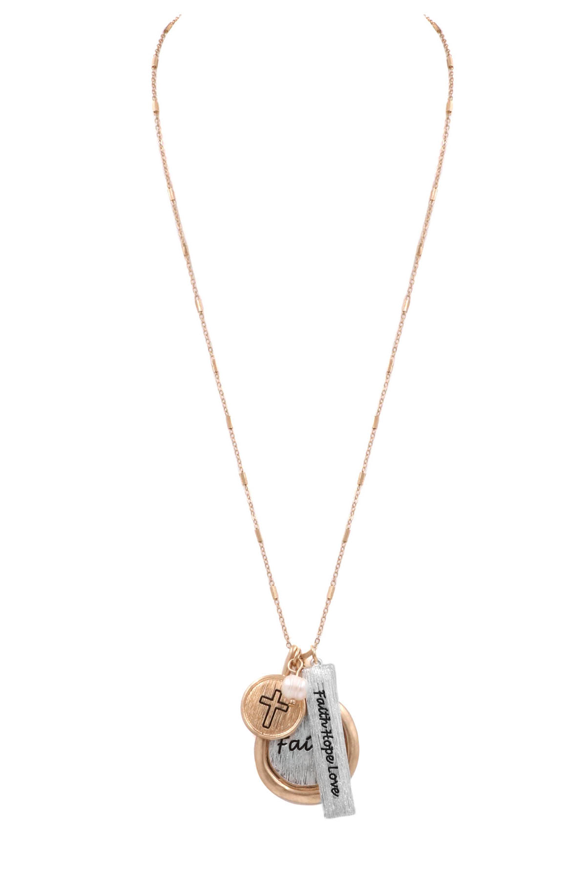 SILVER MULTI Engraved 'Faith' Plaque Necklace - Necklaces
