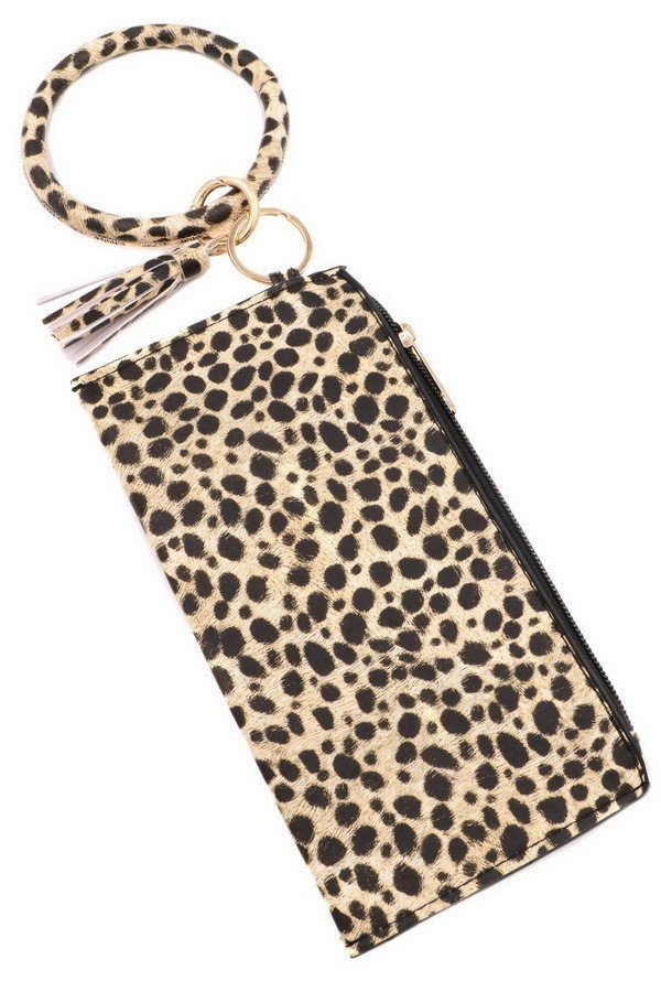 NATURAL Leopard Pouch Keychain - Key Chains