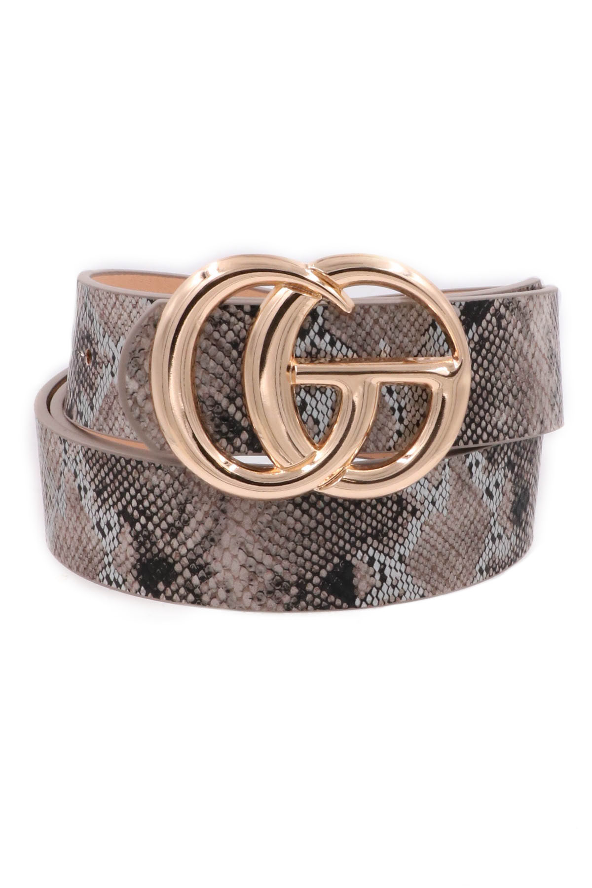 BROWN Snake Print Buckle Belt - Belts