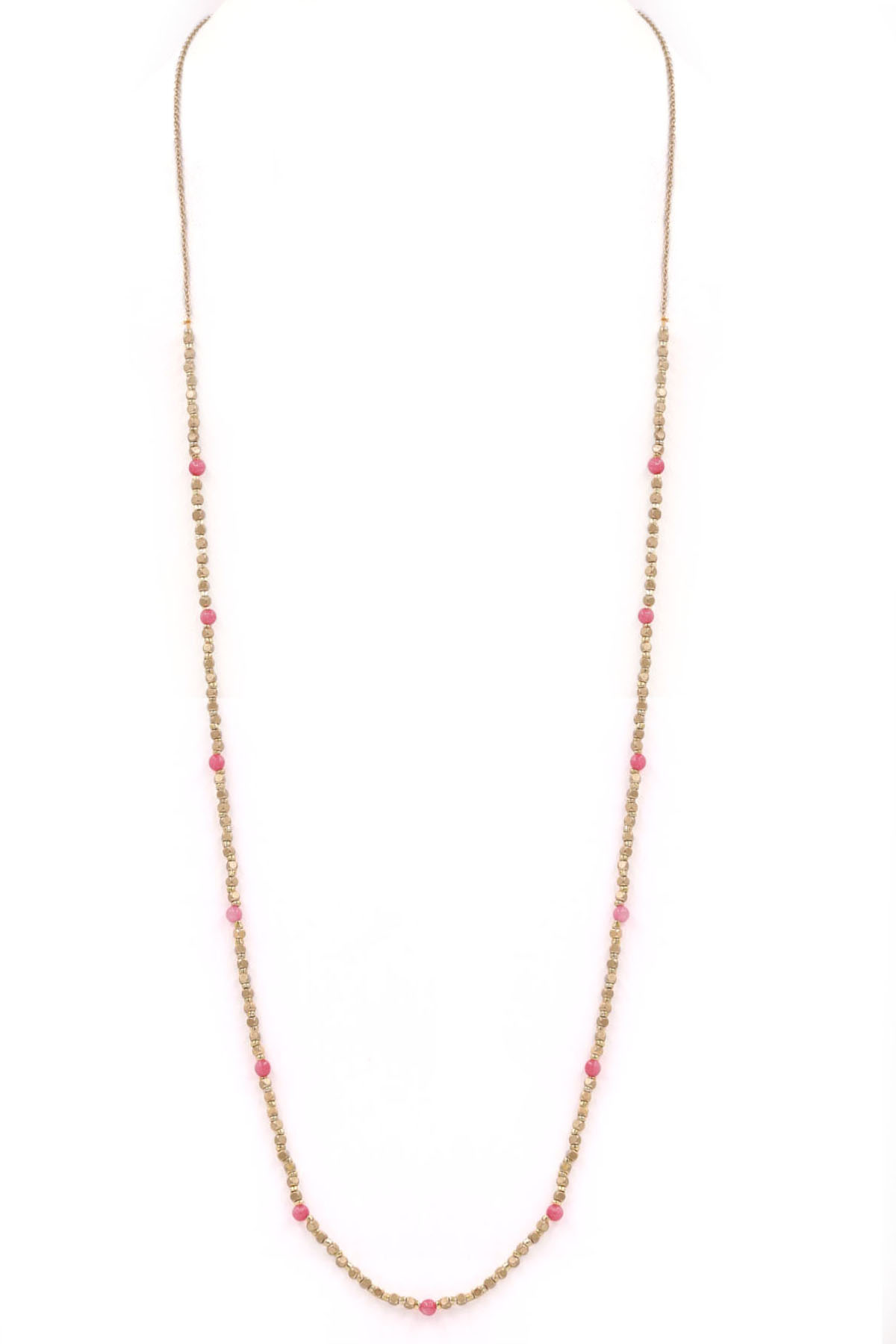 PINK Bead Long Necklace - Necklaces