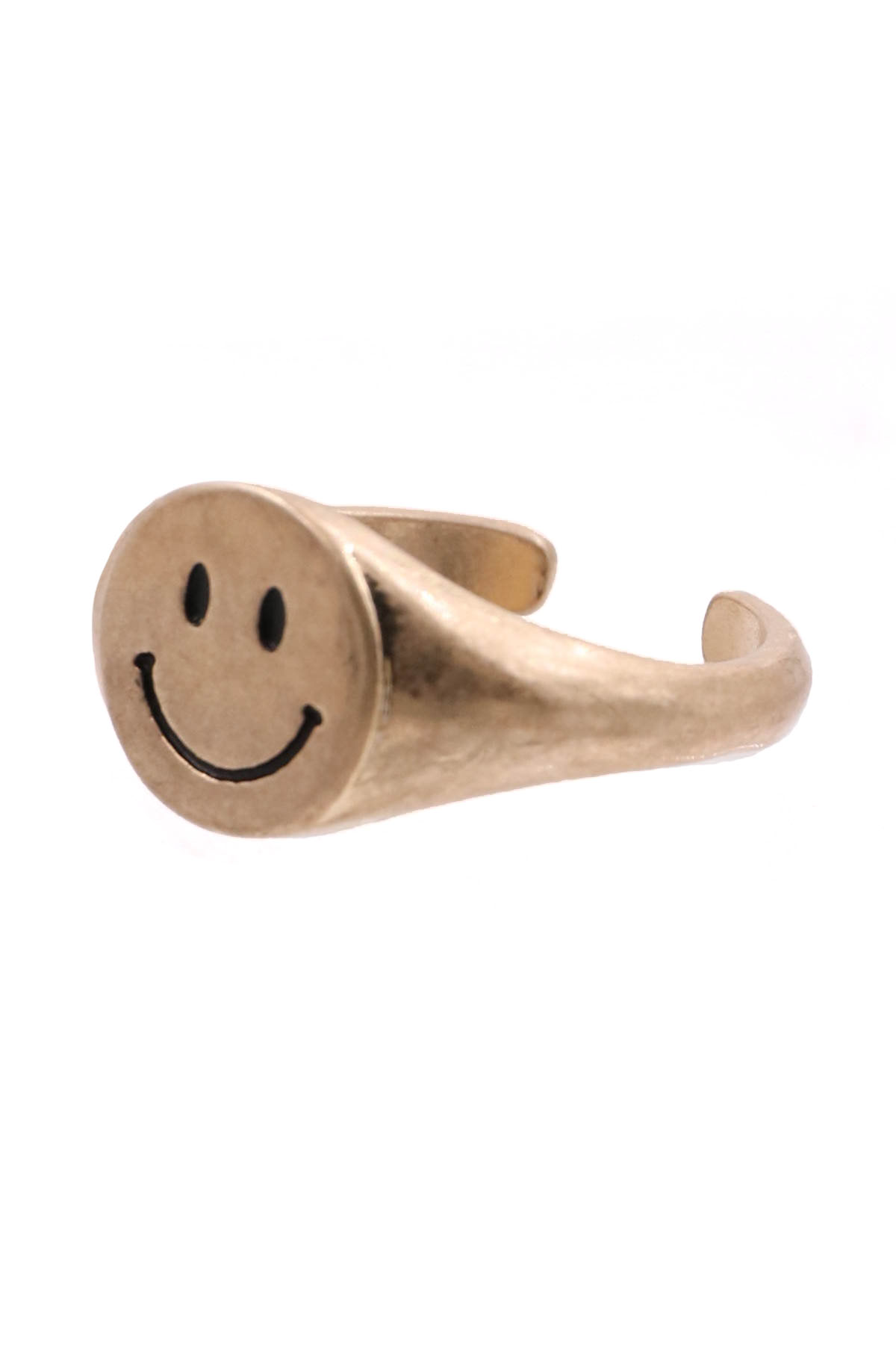 Worn Gold Size 7 Smiley Ring - Rings