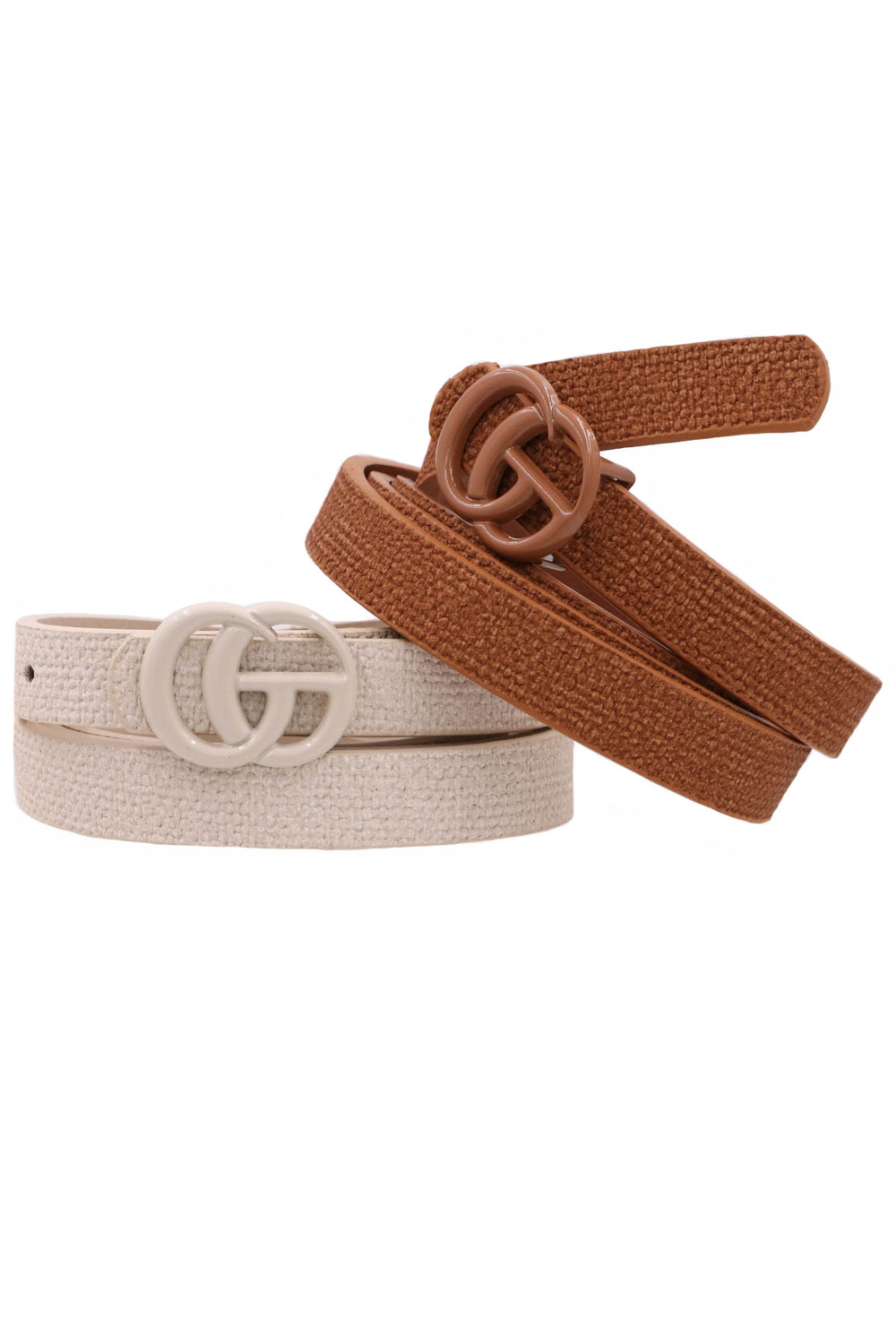 IVORY Buckle Linen Belt Set - Belts
