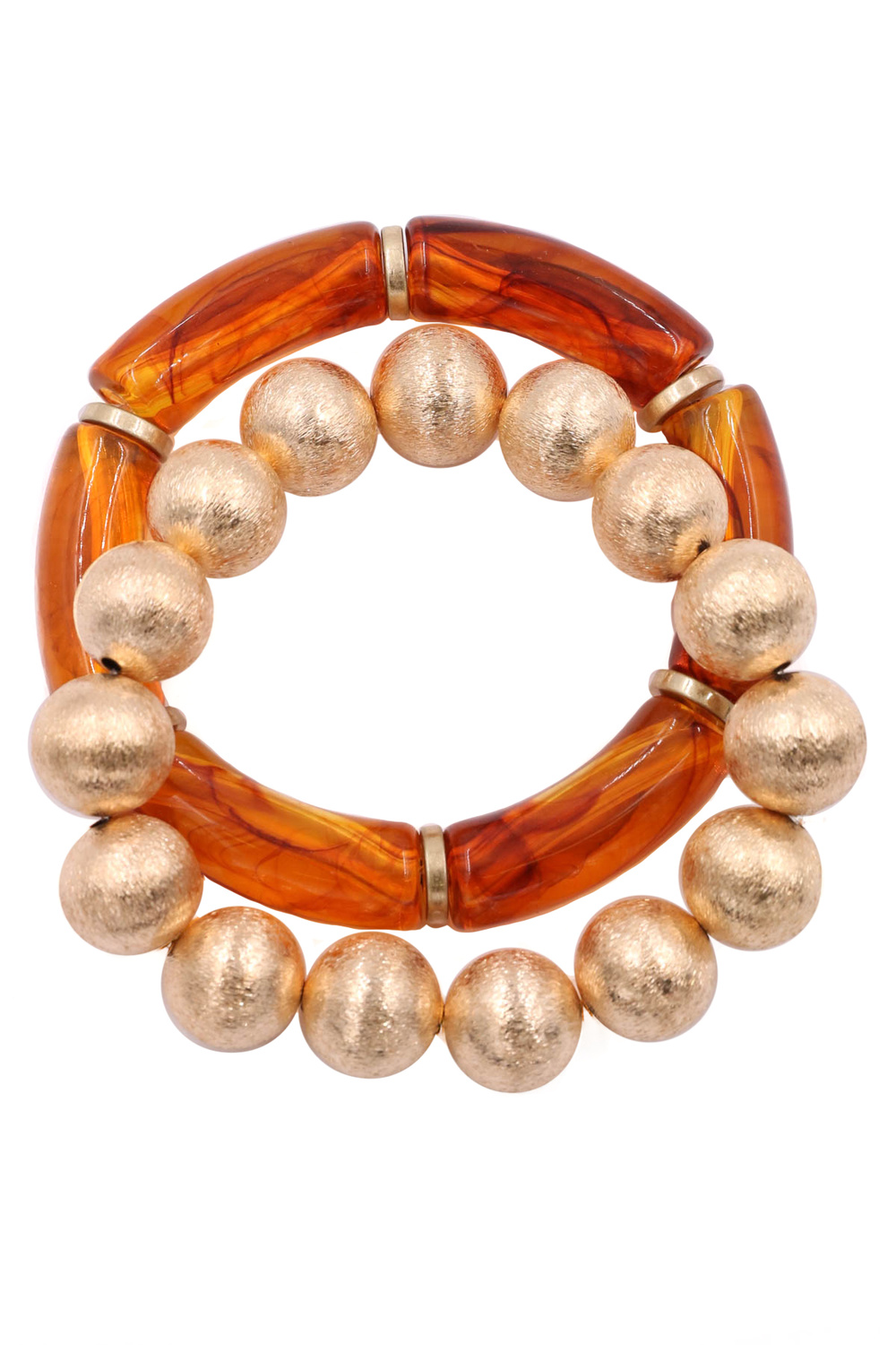 BROWN Brass Acrylic Bracelet Set - Bracelets