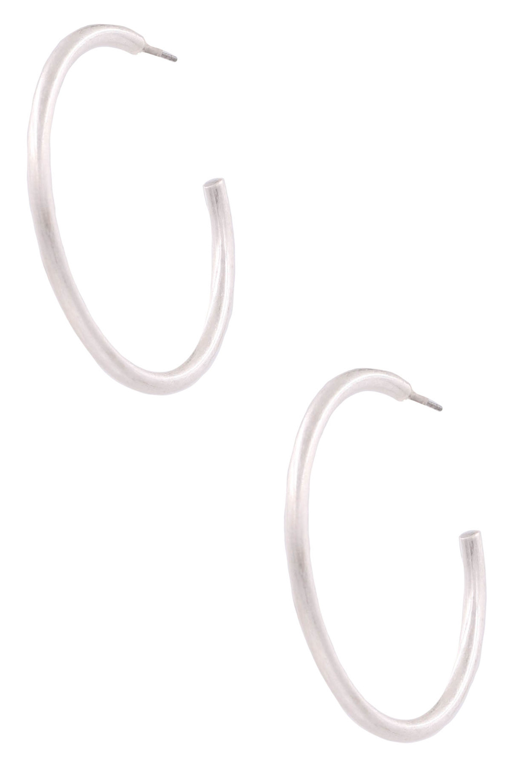 WORN SILVER Metal Open Hoop Earrings