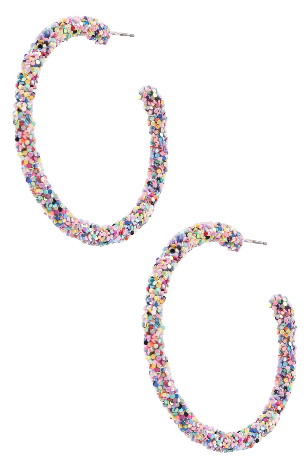 MULTI Metal Sequin Glitter Hoop Earrings